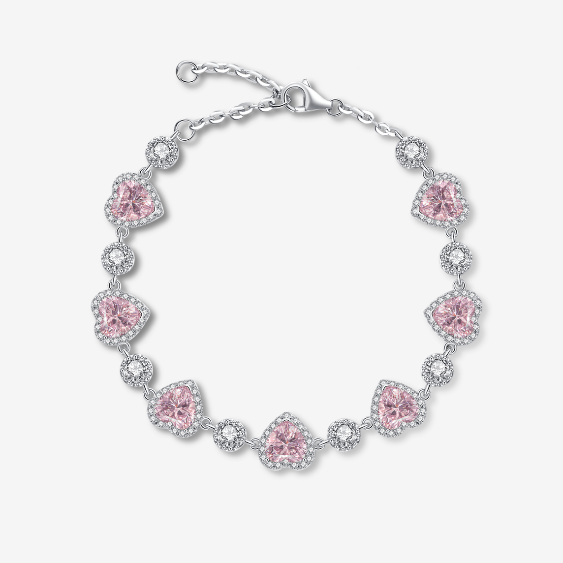 FANCIME "Ms Charming" Halo Heart Sterling Silver Tennis Bracelet – FANCI.ME