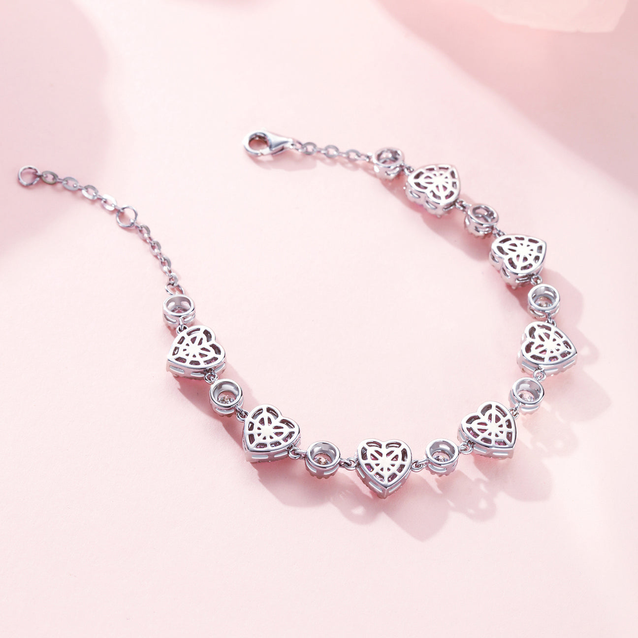 FANCIME "Ms Charming" Halo Heart Sterling Silver Tennis Bracelet – FANCI.ME
