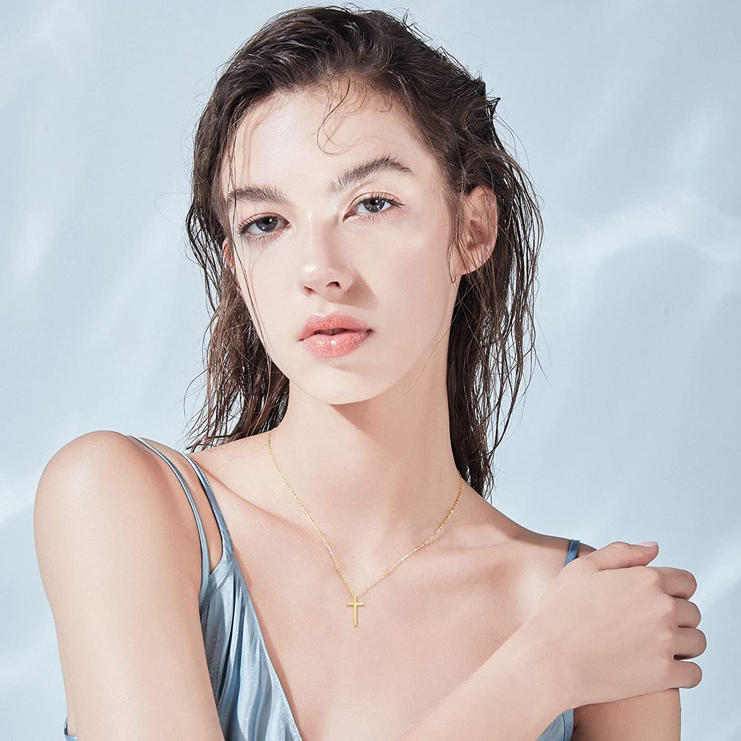 "Committed Faith" Cross 14K Yellow Gold Necklace